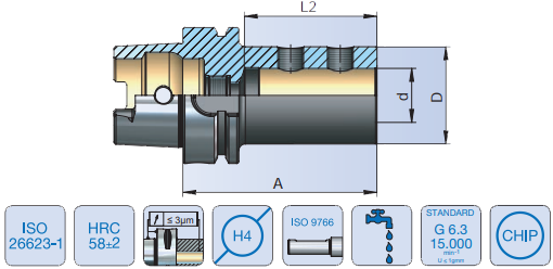 Capto EPS 40 - 20mm Boring Holder for U-Drilling Form E1 - EPS (ISO 26623-1) - 60mm Gauge ...