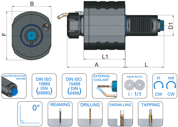VDI 50 Axial Driven Tooling ER32 Collet Chuck to Suit Sauter-Revolver DIN 5480 Coupling - 117 ...