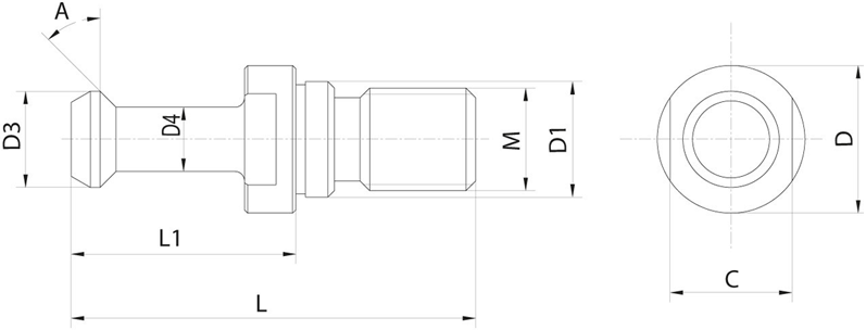 BT50 45° Pull Stud - Through Coolant | EW Equipment