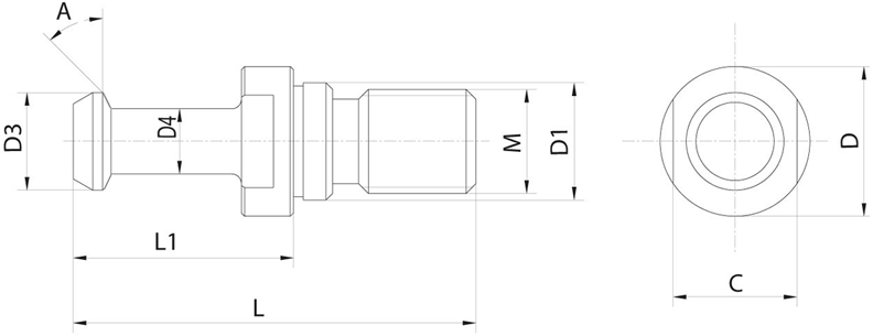 BT40 60° Pull Stud - Solid | EW Equipment | EW Equipment EW Equipment