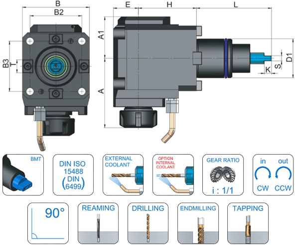 VDI 75 Radial Driven Tooling ER40 Collet Chuck to Suit BMT 75 Coupling ...