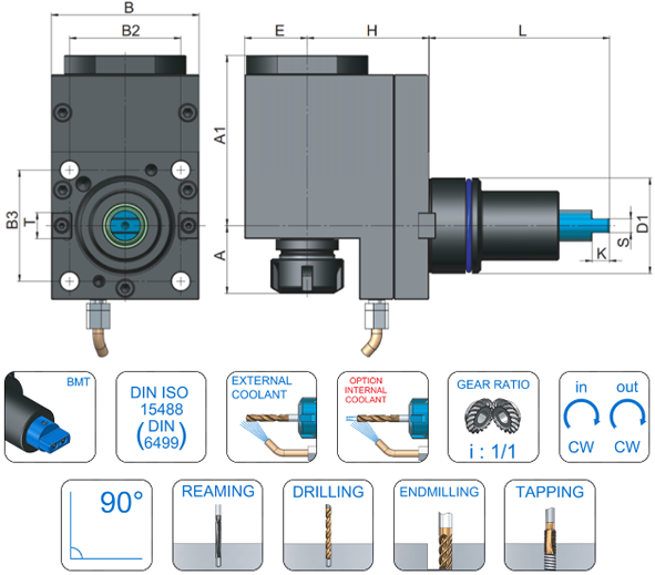 VDI 65 Radial Driven Tooling ER32 Collet Chuck (Shifted) to Suit BMT 65 ...