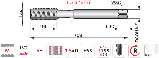 E559NO6 - M16x2.0 Dormer HSS Straight Flute Hand Tap Set Metric | EW ...