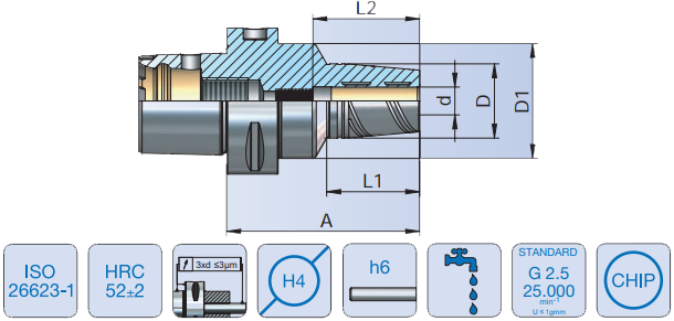 Capto EPS 40 - 10mm Hydraulic Expansion Chuck EPS (ISO 26623-1) - 85mm ...