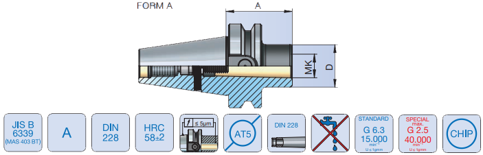 BT MAS 403 BT40 - MT4 Morse Taper Adapter with Drawbar Thread ER-Plus ...