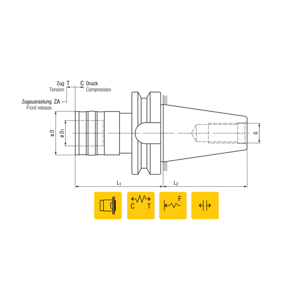 BT40 - KSN 3 (JIS B 6339) Quick Change Tap Holder for EM03 Tap Adapters ...