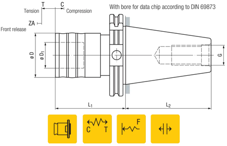 SK40 - KSN 1 (DIN 69871) Quick Change Tap Holder for EM01 Tap Adapters ...