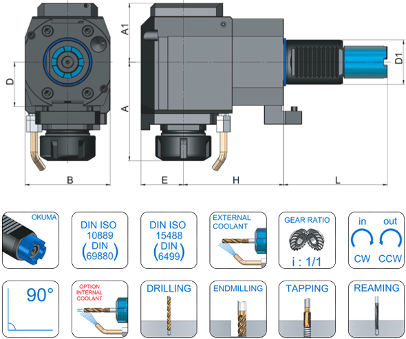 VDI 40 Radial Driven Tooling ER32 Collet Chuck Type A to Suit Okuma LT ...