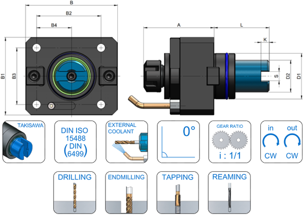 VDI 50 Axial Driven Tooling ER20 Collet Chuck to Suit Takisawa TC 250 ...