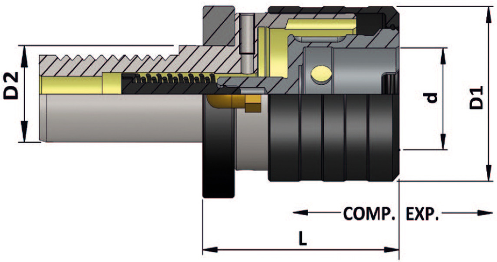 VDI40 Size 2 QC Quick Change Tapping Chuck M8-M20 - 76mm Gauge - Omega ...