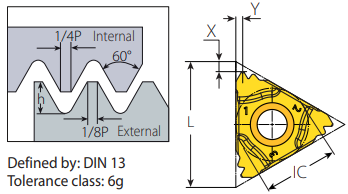 5.5mm - 22DTER5.5ISO External ISO Metric Threading Insert VK8 Grade ...
